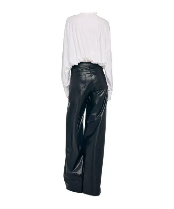Norma Kamali High Waist Synth Palazzo Pants