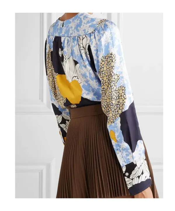 BY MALENE BIRGER Printed Satin Shirt With Long Sleeves