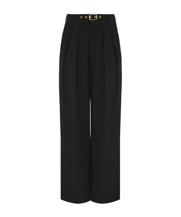 Zimmermann Pleated Belted Trousers - Black