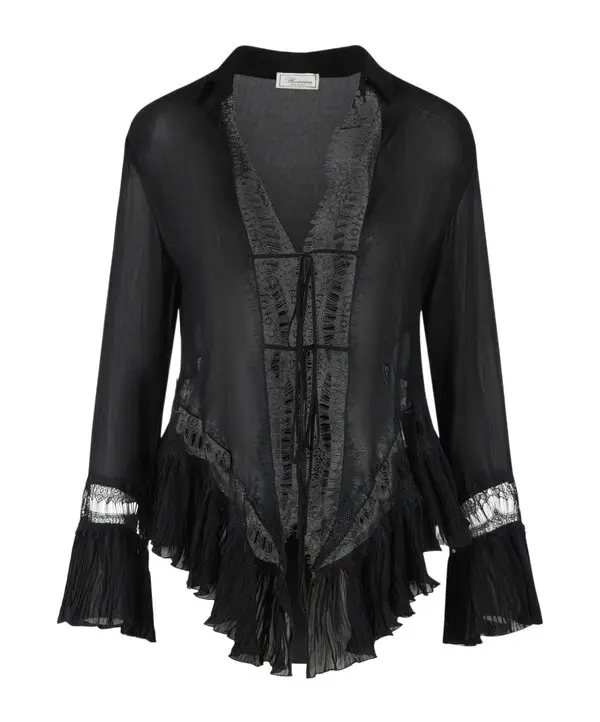 Blumarine Amberlight Flared Hem Shirt - Black