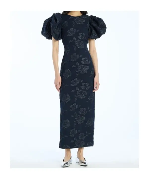 ROTATE BY BIRGER CHRISTENSEN Floral Puff Sleeve Maxi Dress - Blue