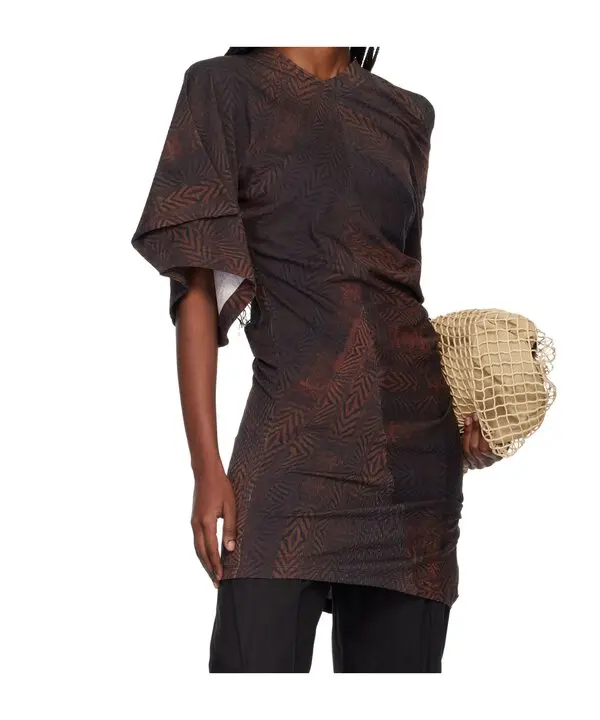 KIKO KOSTADINOV Graphic Print Asymmetrical Long Sleeve Dress