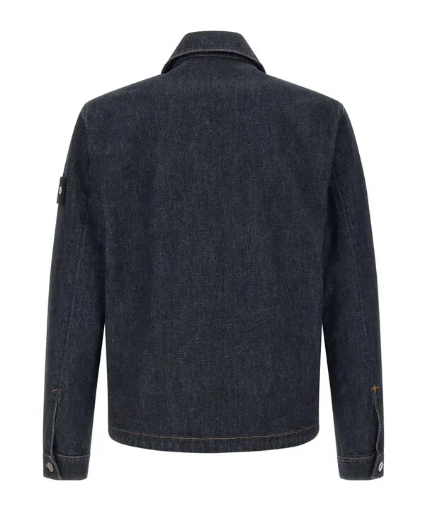Stone Island Logo Patch Denim Trucker Jacket - Black