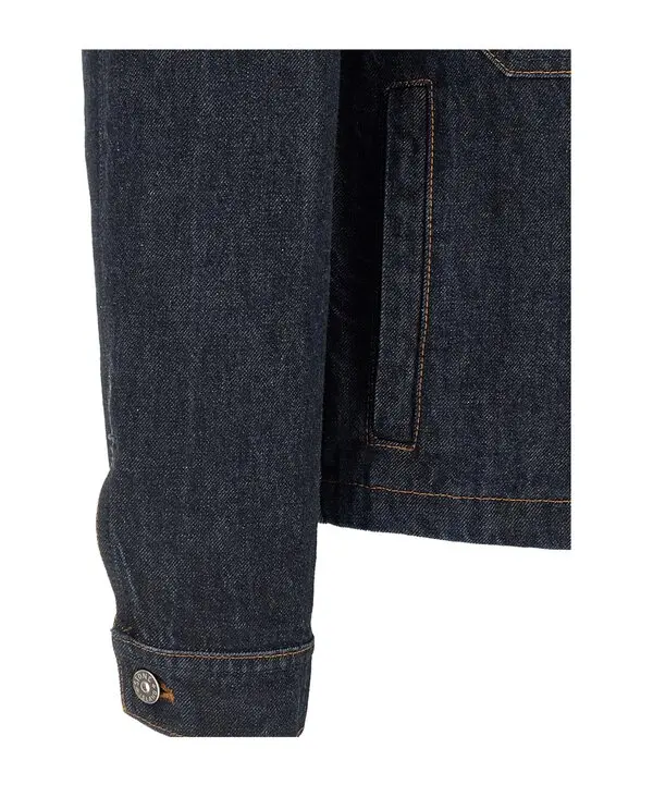Stone Island Logo Patch Denim Trucker Jacket - Black
