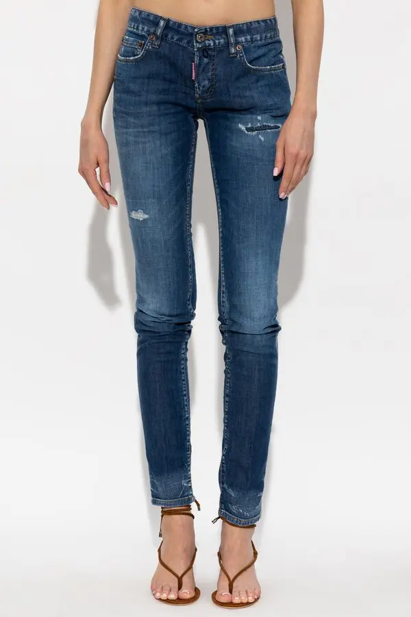 Dsquared2 Super Skinny Distressed Jeans - Navy Blue