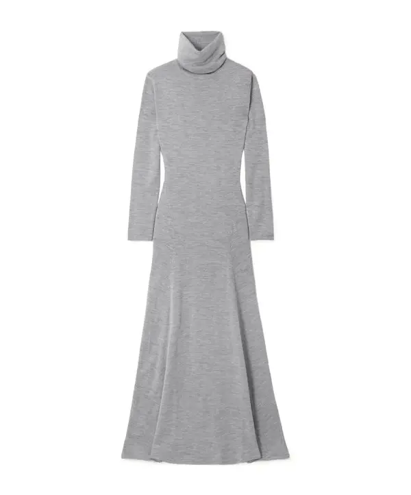 Tove Suzette Wool And Silk-blend Turtleneck Midi Dress - Gray