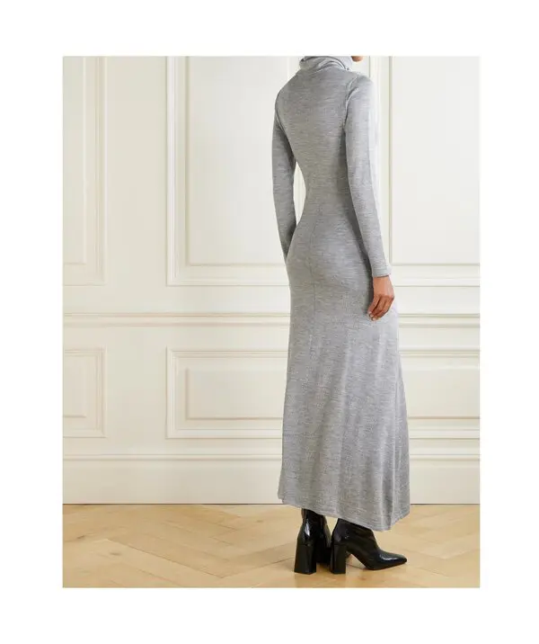 Tove Suzette Wool And Silk-blend Turtleneck Midi Dress - Gray