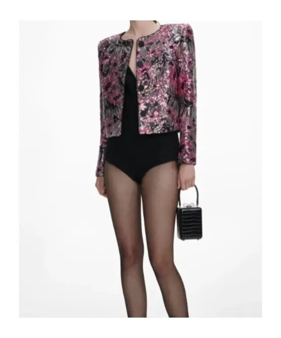 SELF-PORTRAIT Embellished Floral Sequin Jacket - Multicolor