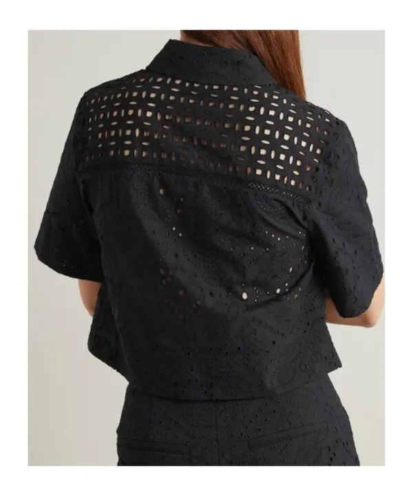 Veronica Beard Openwork Short Sleeve Shirt