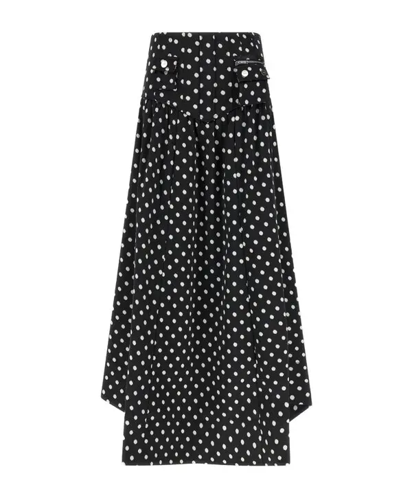 GANNI Polka-dot Satin Corset Skirt - Black