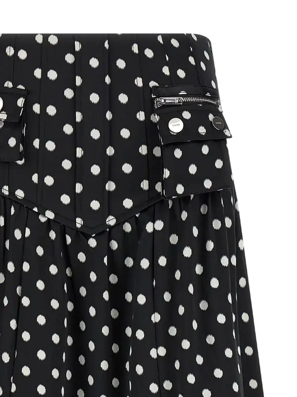 GANNI Polka-dot Satin Corset Skirt - Black