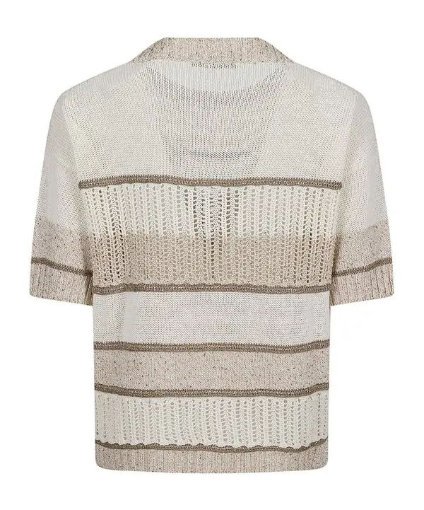 D.exterior Short-sleeved Striped Pullover