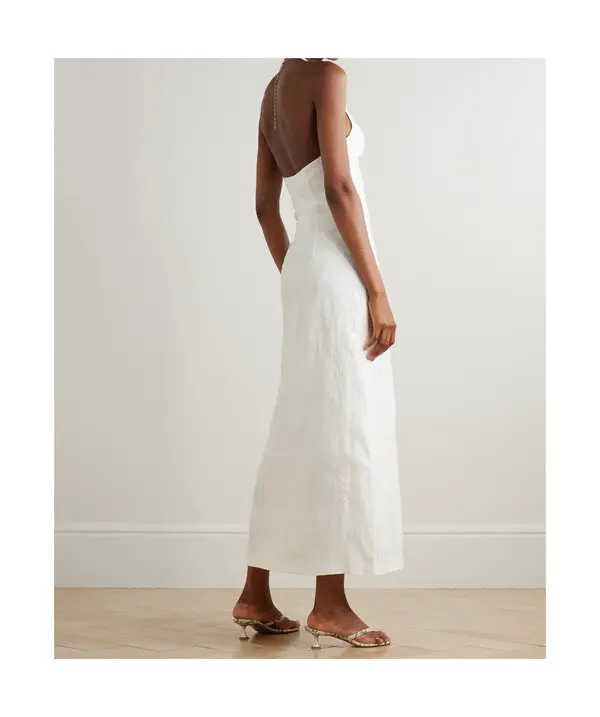 sir white linen dress Alessandra Midi Dress | Ivory
