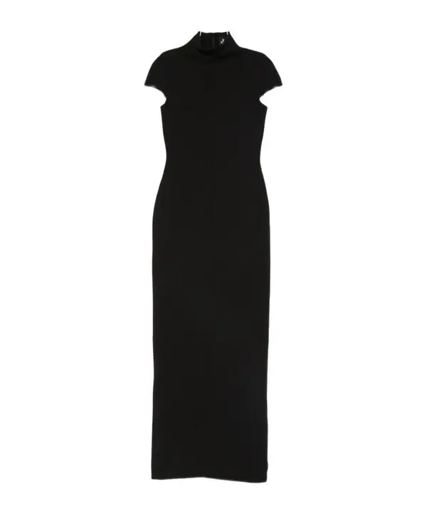 Solace High Neck Short Sleeve Maxi Dress - Black