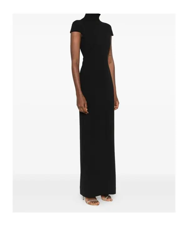 Solace High Neck Short Sleeve Maxi Dress - Black