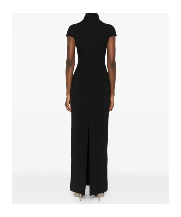 Solace High Neck Short Sleeve Maxi Dress - Black