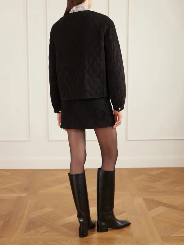 BLAZÉ MILANO Quilted Suede Jacket - Black