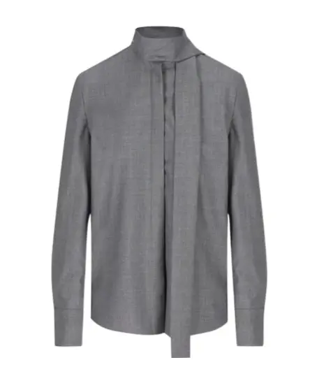 Valentino Garavani Scarf Detailed Long-sleeved Top - Grey