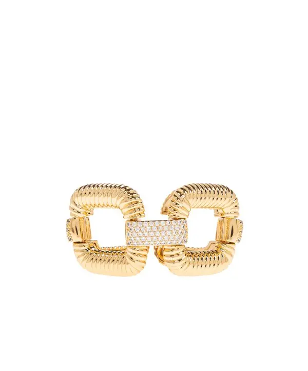 SELF-PORTRAIT Rope-detail Crystal-embellished Link Bracelet - Golden