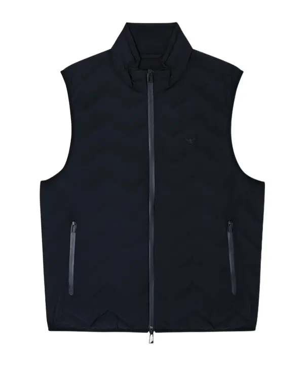 Emporio Armani Zip Quilted Gilet - Black