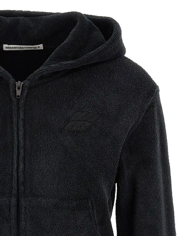 Alexander Wang Logo-embroidered Zip-front Hoodie
