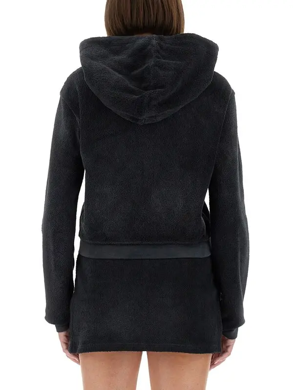 Alexander Wang Zip-up Hooded Sweatshirt - Black