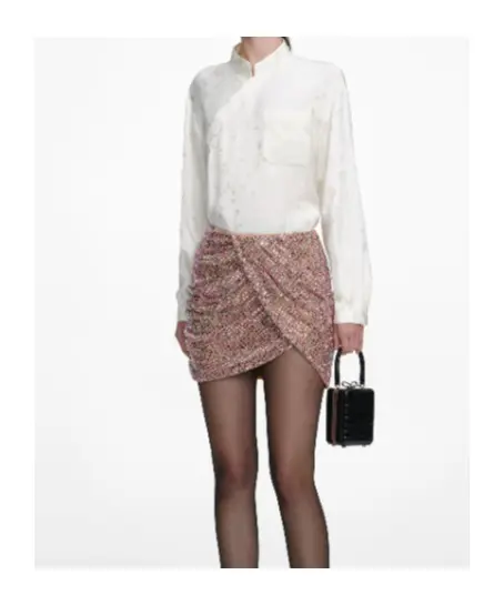 SELF-PORTRAIT Embellished Draped Mini Skirt