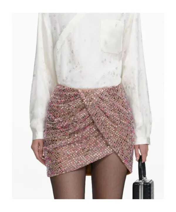 SELF-PORTRAIT Embellished Draped Mini Skirt