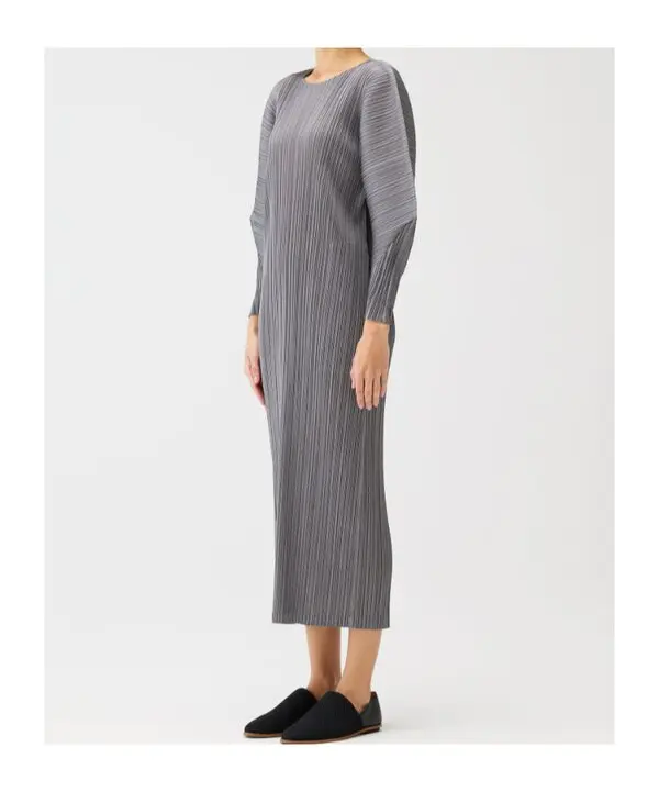 PLEATS PLEASE BY ISSEY MIYAKE Long Sleeve Pleated Dress