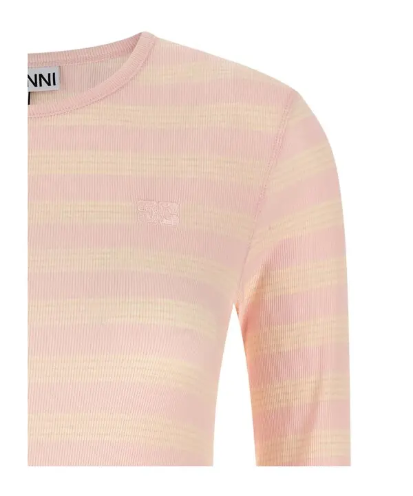 GANNI Striped Rib Long-sleeved Jumper