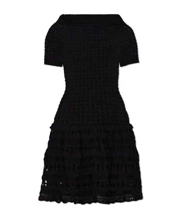 Isabel Marant Étoile Charlotte Crochet Short Sleeve Dress - Black
