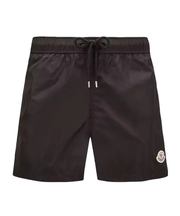 Moncler Logo Patch Swim Shorts - Black
