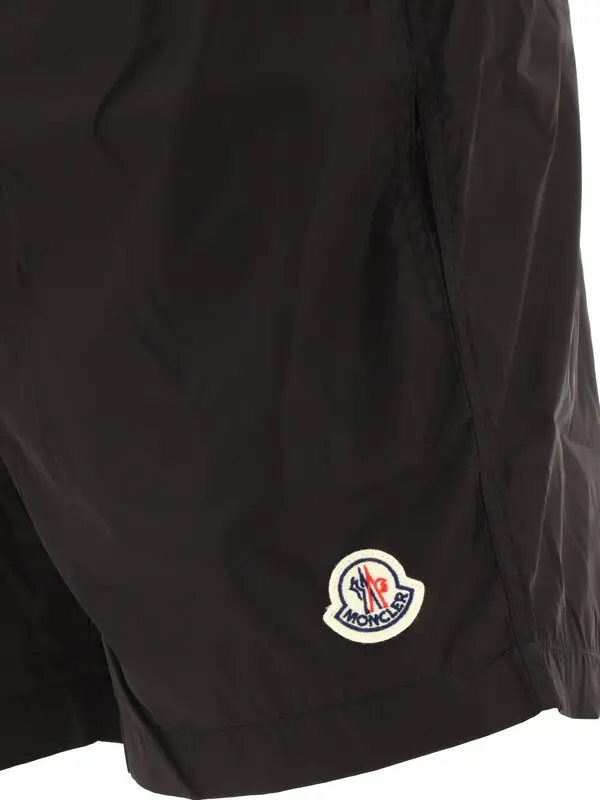 Moncler Logo Patch Swim Shorts - Black
