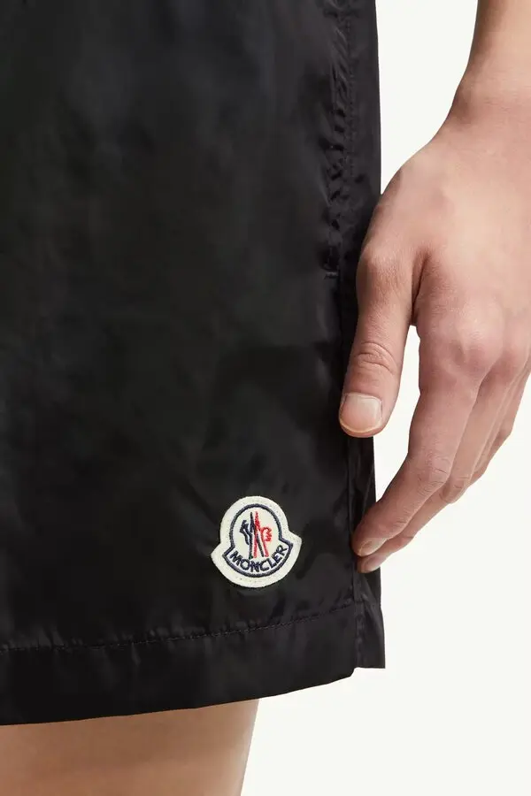 Moncler Logo Patch Swim Shorts - Black