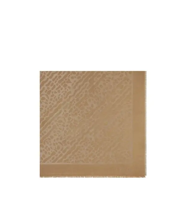 Fendi Ff Frayed-edge Scarf - Bronze