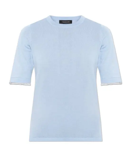 Fabiana Filippi Embellished-trim Crewneck Knitted Top