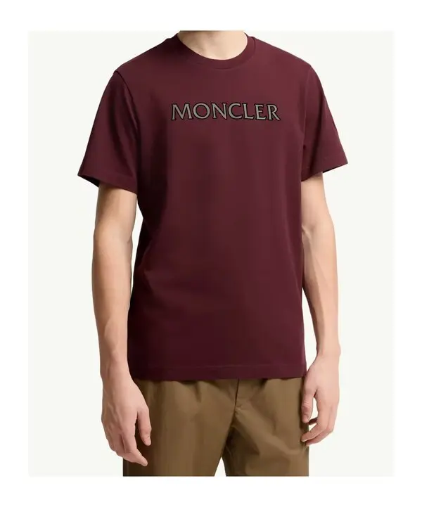 Moncler Logo Embroidered Crewneck T-shirt - Red