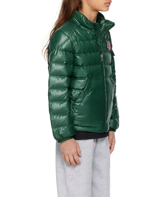 Moncler Bongi Down Jacket With Logo Patch - Leaf Green