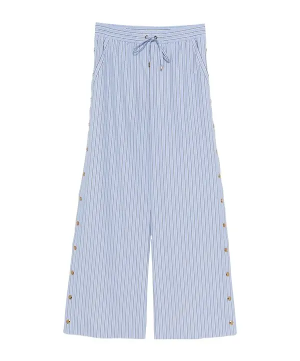 Zimmermann Wide-leg Striped Button Detailed Trousers - Blue