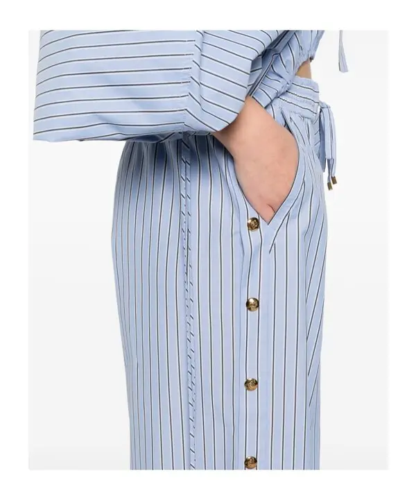 Zimmermann Wide-leg Striped Button Detailed Trousers - Blue