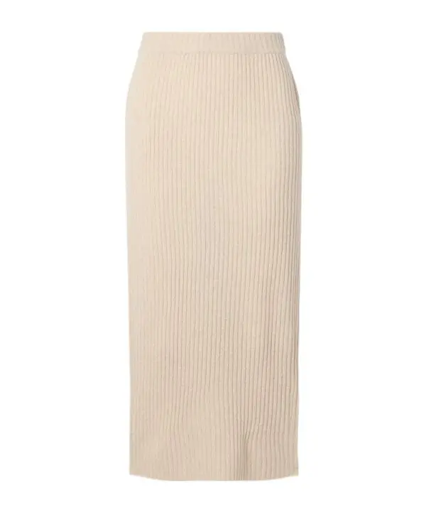 Co Name Ribbed Wool-blend Midi Skirt - Ivory