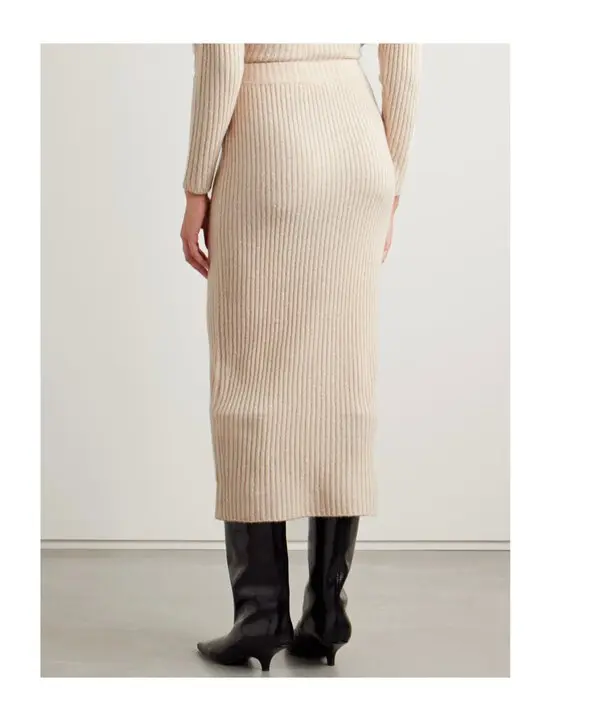 Co Name Ribbed Wool-blend Midi Skirt - Ivory