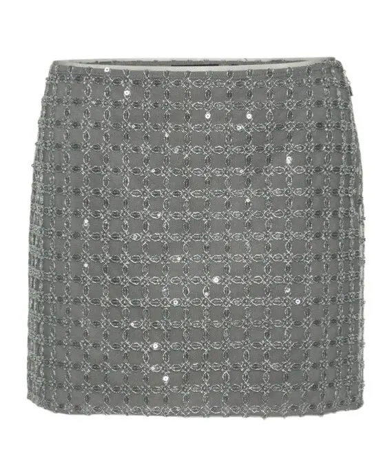 ROTATE BY BIRGER CHRISTENSEN Beaded Mini Skirt - Gray