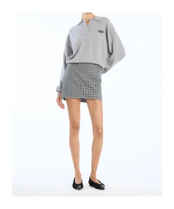 ROTATE BY BIRGER CHRISTENSEN Sequin Embellished Mini Skirt - Gray