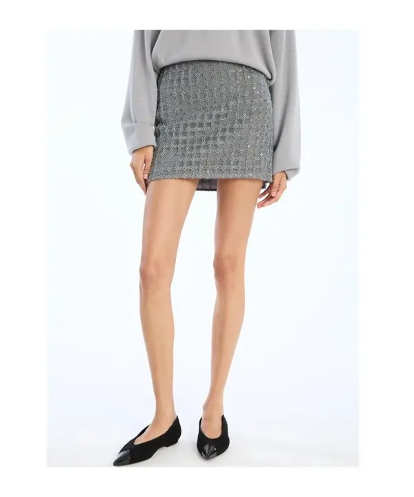 ROTATE BY BIRGER CHRISTENSEN Sequin Embellished Mini Skirt - Gray