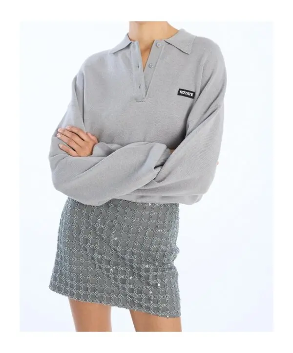 ROTATE BY BIRGER CHRISTENSEN Sequin Embellished Mini Skirt - Gray