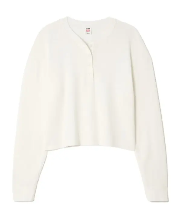 RE/DONE Hanes Waffle-knit Henley Top