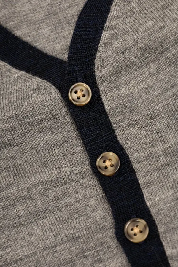 Bonpoint Buttoned V-neck Cardigan - Gray