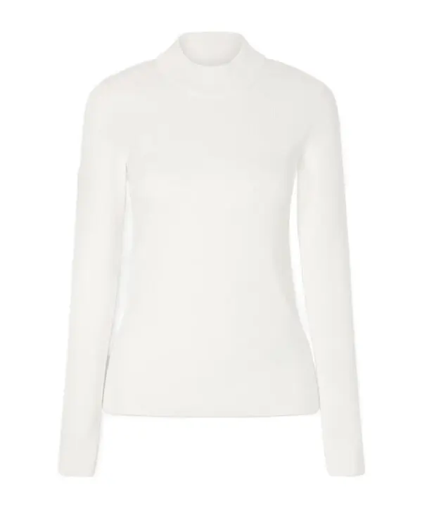 JIL SANDER Ribbed-knit Mock Neck Sweater - White