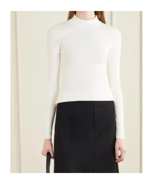 JIL SANDER Ribbed-knit Mock Neck Sweater - White